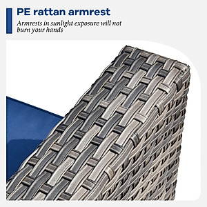 HOOOWOOO 10 Piece Patio Sectional Furniture Set with Swivel Rocking Chairs,Modern Wicker Outdoor Conversation Sofa Sets,Weather Resistant Modular L Shaped Outside Couch Set(Navy Blue)