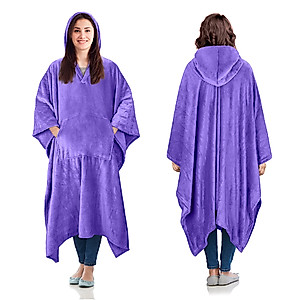 Catalonia Hooded Wearable Blanket Poncho for Adult Women Men, Fleece Wrap Blanket Cape with Hood | Warm, Soft, Cozy, Snuggly | Comfort Gift, No Sleeves