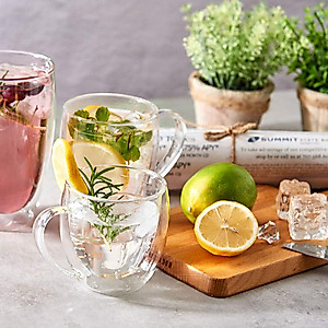 EZOWare Set of 4 Double Wall Coffee Mug Set, 8oz Clear Glass Thermal Insulated Cups with Handles for Hot or Cold Beverages, Espresso, Coffee, Tea, Cocoa, Latte, Cappuccino