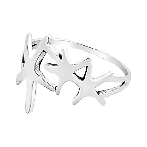 AeraVida Tropical Beach Inspired Triple Starfish .925 Sterling Silver Ring (7)