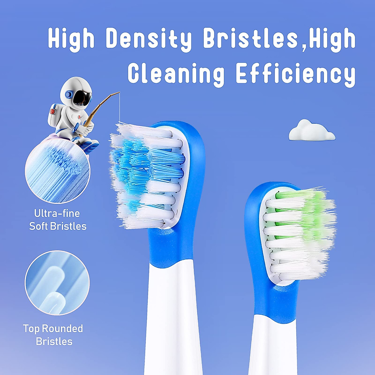 Electric Toothbrush Replacement Heads 3PCS: Interactive Smart Silicone Tooth Brush Soft Bristles Heads for Gentle and Deep Effective Cleaning for Boys Girls Ages 3+