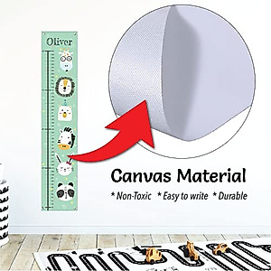 Personalized Canvas Growth Chart for Kids, Height Chart for Kids, Growth Chart Banner with Name (Animal 2)