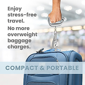 Smart Weigh Digital Portable Luggage Scale, 50kg /110lbs Capacity, with EZ Grip Handle, Travel Hanging Scale w/Strap, Bag Weight Gadget w/Tare Function for Suitcases, Batteries Included, Silver