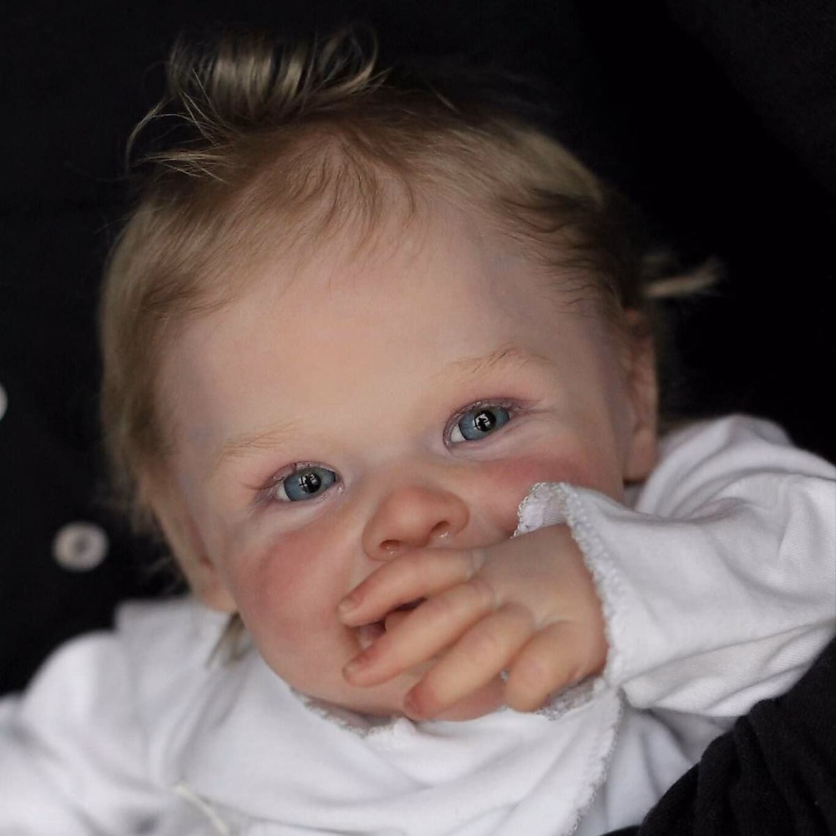 ROSHUAN Smiling Realistic Reborn Baby Dolls Girl Boy Harper with Mouth Open 20 Inch Real Life Baby Dolls Rooted Hair Vinyl Cloth Body Weighted Realistic Newborn Baby Doll That Look Real for Kids Gift