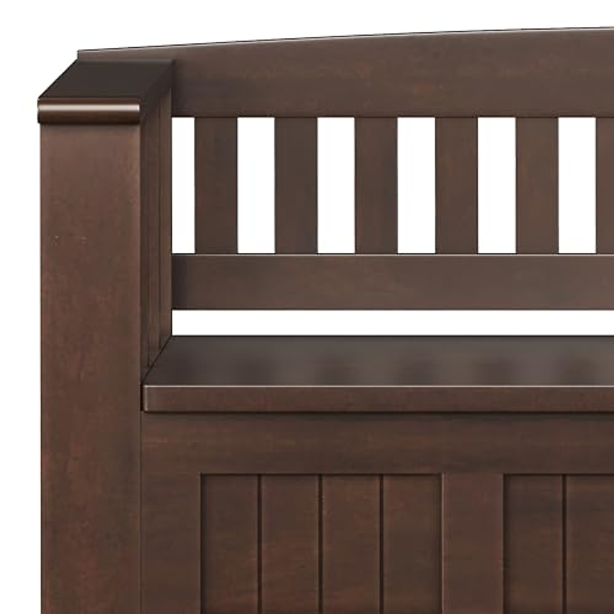 SIMPLIHOME Acadian Solid Wood 48 Inch Wide Transitional Entryway Storage Bench with Shelf in Brunette Brown, for The Living Room, Entryway and Family Room