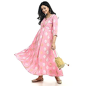 AnjuShree Choice Women Indian Party wear Rayon Kurti Pink
