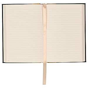 Vintage Leather Journal, Black Hardcover Notebook w/Tan Nubuck Ribbed Spine by Leatherpress, Artisan Blacksmith Design, Lined Pages Heavyweight Paper, Table of Contents w/Numbered Pages