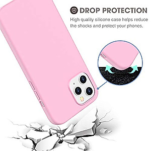 zelaxy Case Compatible with iPhone 12/ iPhone 12 Pro, Liquid Silicone Rubber Gel Case with Screen Protector Pink