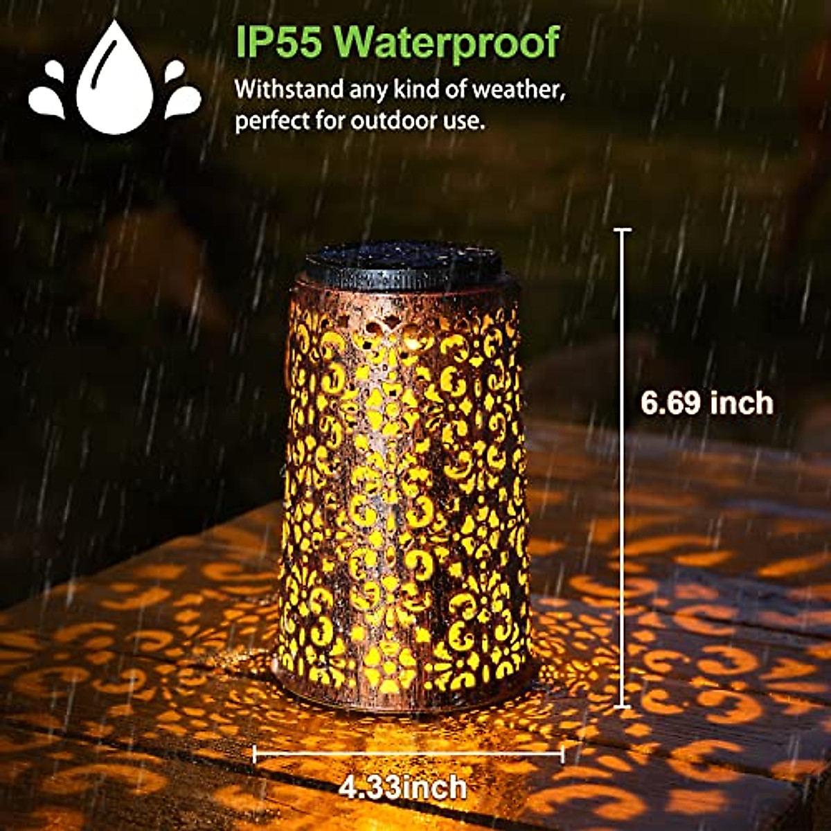 Solar Lanterns Outdoor Waterproof - 4 Pack Hanging Solar Lights Outdoor, Metal Lantern Decorative Solar Powered Patio Decor for Garden Yard Backyard Porch Table Tree Lighting, Cool/Warm Light