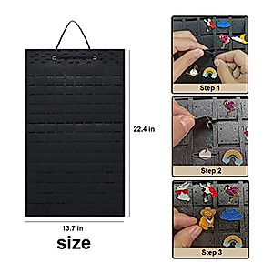 LOPURO Hanging Brooch Pin Organizer, Display Pins Storage Case Buttons and Lapel Collections Wall Pin Collections Storage Holder Hold Up to 96 Brooch Pins (black)