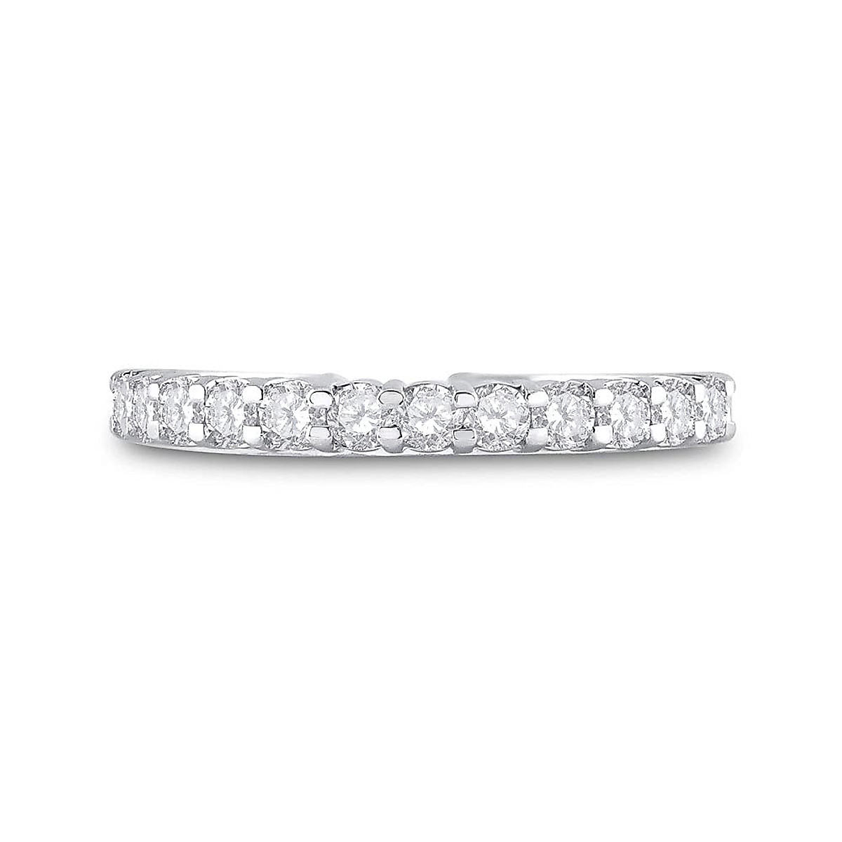 The Diamond Deal 14kt White Gold Womens Round Diamond Single Row Band Ring 1/2 Cttw