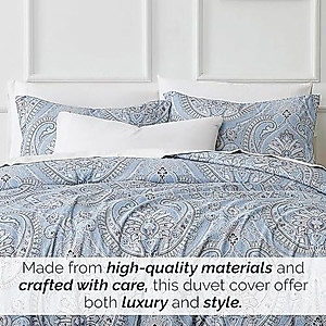 Southshore Fine Living, Inc. Oversized King Comforter Bedding Set, Down Alternative Boho Bedspread, Paisley Print Comforter, King/California King with 2 Matching Shams, Pure Melody Aqua