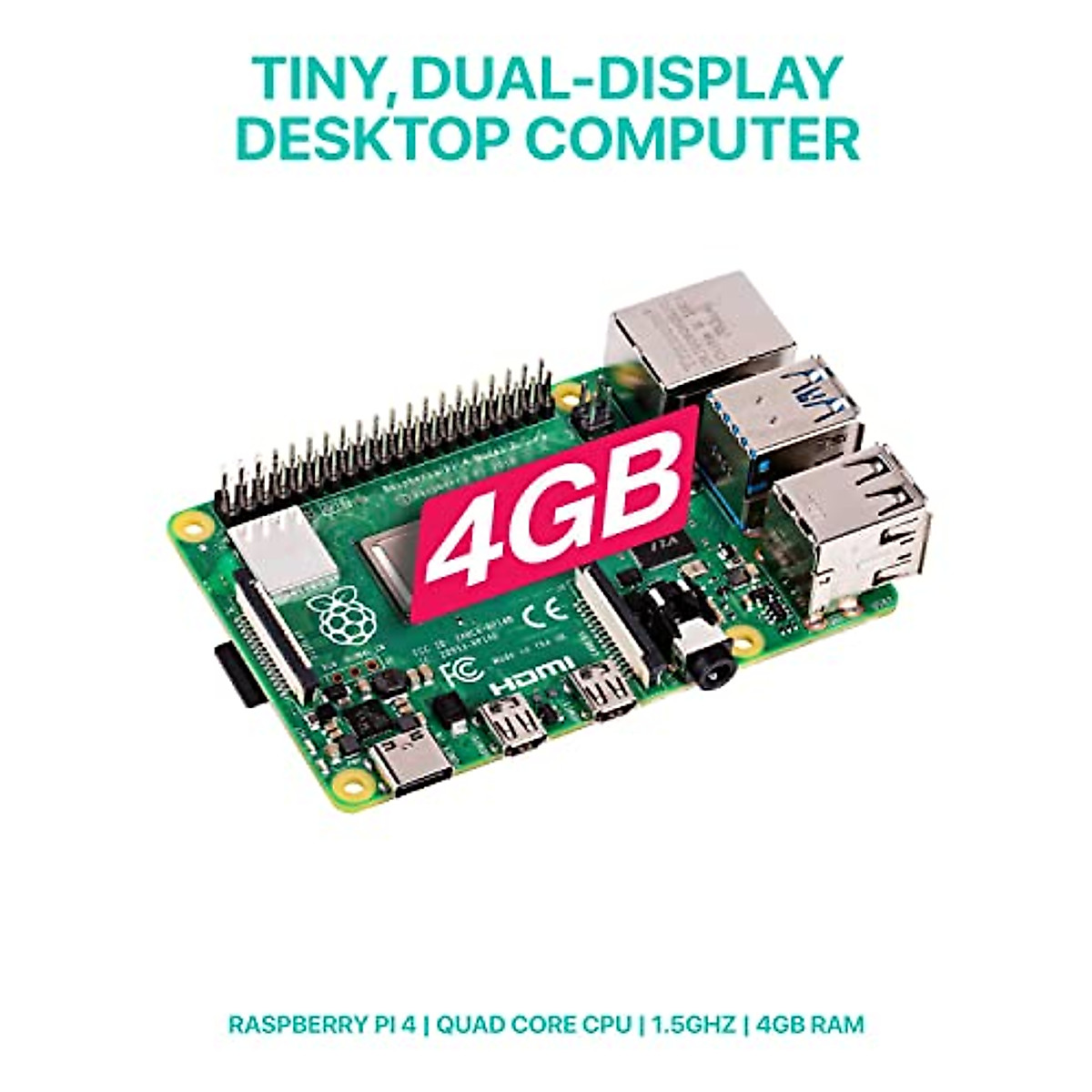 Argon NEO x Raspberry Pi 4 4GB Kit | Aluminum Case | 64 Gig SD Card | Micro HDMI to HDMI Cable | 18W Type-C Power Supply | Quick Start Guide