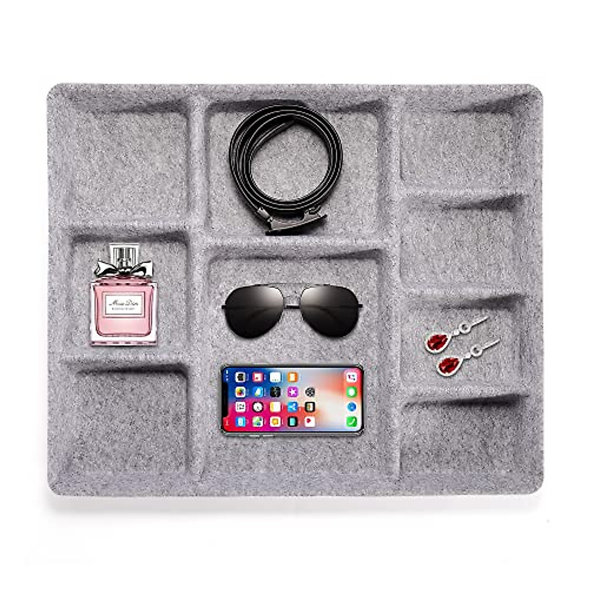 Welaxy Drawer Organizer trays with 9 compartments storage box multi storage purpose for home office desk closet bathroom kitchen (Gray)