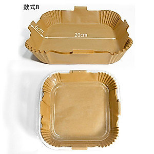 Air Fryer Disposable Paper Liner，100pcs Airfryer Parchment Paper Liners Square Non-stick 8inch Baking Paper for Air Fryer 5-8QT