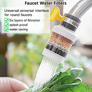 YSTDHL 3 Pack Splash Proof Faucet Water Purifier, 6-Layer Filtration Activated Carbon Filter for Kitchen Bathroom Sink