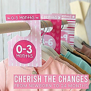 6 Baby Closet Size Dividers Baby Girl - Pink Baby Closet Dividers by Month, Baby Closet Organizer for Nursery Organization, Baby Essentials for Newborn Essentials Baby Girl, Nursery Closet Dividers