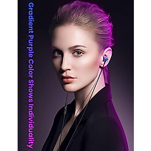 3.5mm Headphone for Moto G 5G Stylus,Wired Earbuds Magnetic HiFi Stereo with Microphone Volume Control Noise Cancelling Aux Earphone Airplane Headset for Samsung Galaxy A23 A14 A12 MP3 MP4 Purple