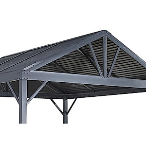 Sojag 8' x 8' Sanibel I Hardtop Gazebo Outdoor Weather-Resistant Aluminum Frame Sun Shelter Light Grey