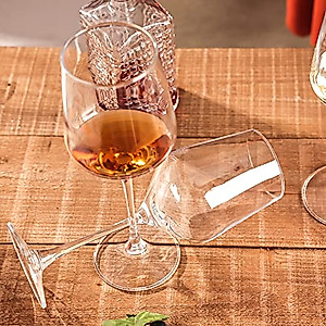 HAKEEMI Laser Cold Cutting Wine Glasses Set of 8, 17 oz Clear Wine Glasses with Stem, Dishwasher Safe