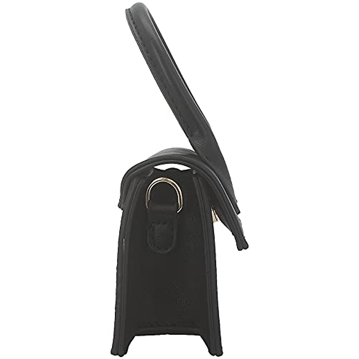 Nodeber Mini Crossbody Bag for Women Girls Synthetic Leather Flap Purse Styling Top-Handle Clutch Handbag Black