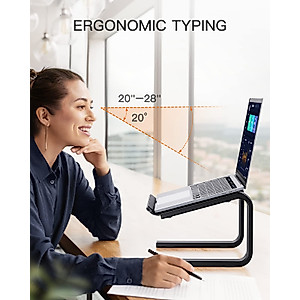 LORYERGO Laptop Stand for Desk, Ergonomic Laptop Riser Laptop Mount Computer Holder for Desk, Strengthened Notebook Stand Compatible with All 10-15.6” Laptops, Black