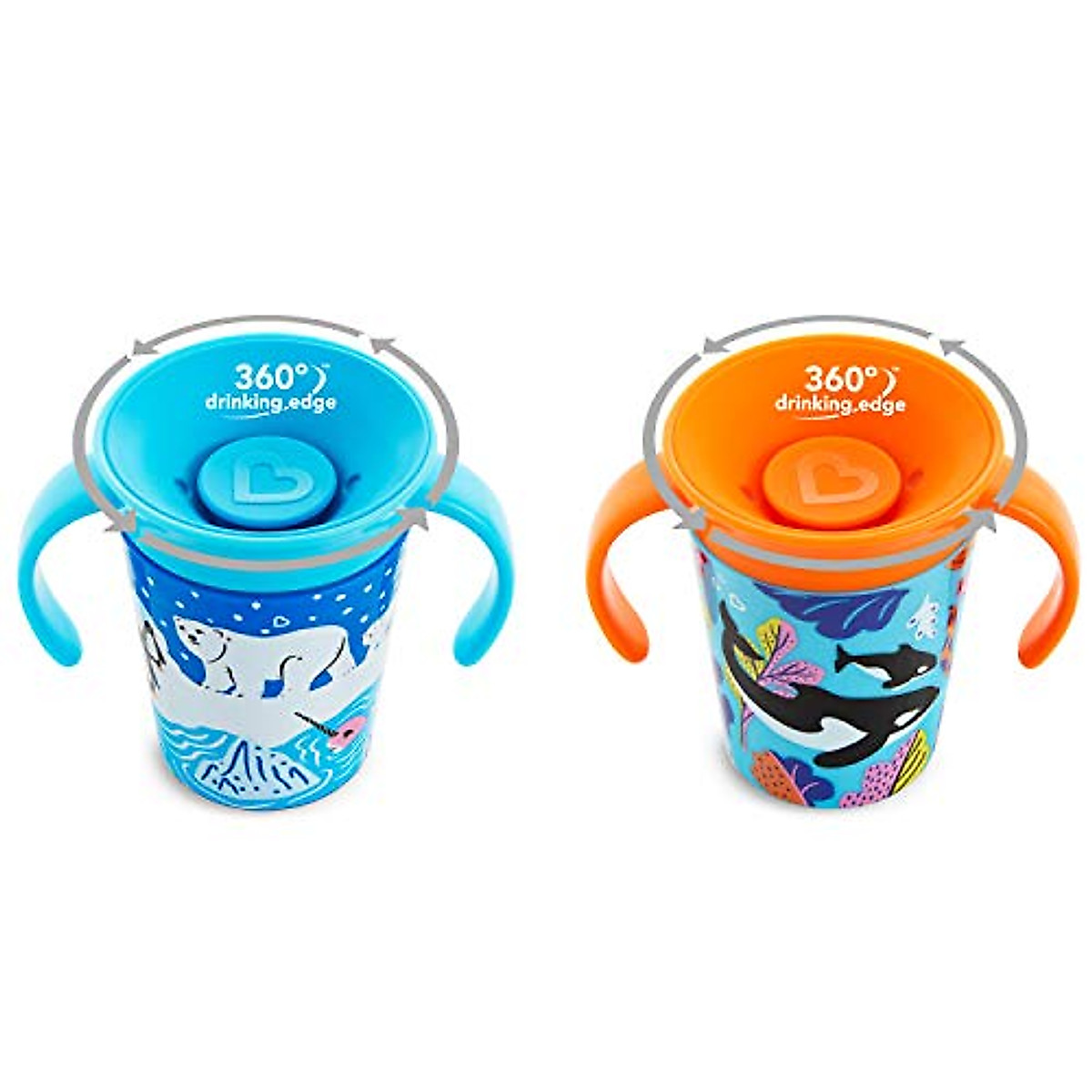 Munchkin® Miracle® 360 Wildlove Sippy Cup, 6 Oz, 2 Pack, Orca/Polar Bear