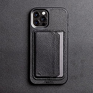 Mous – MagSafe Compatible Wallet Card Holder – Cell Phone Magnetic Wallet for iPhone 14/13/12 Series Phones – MagSafe Compatible Accessory - Black Leather