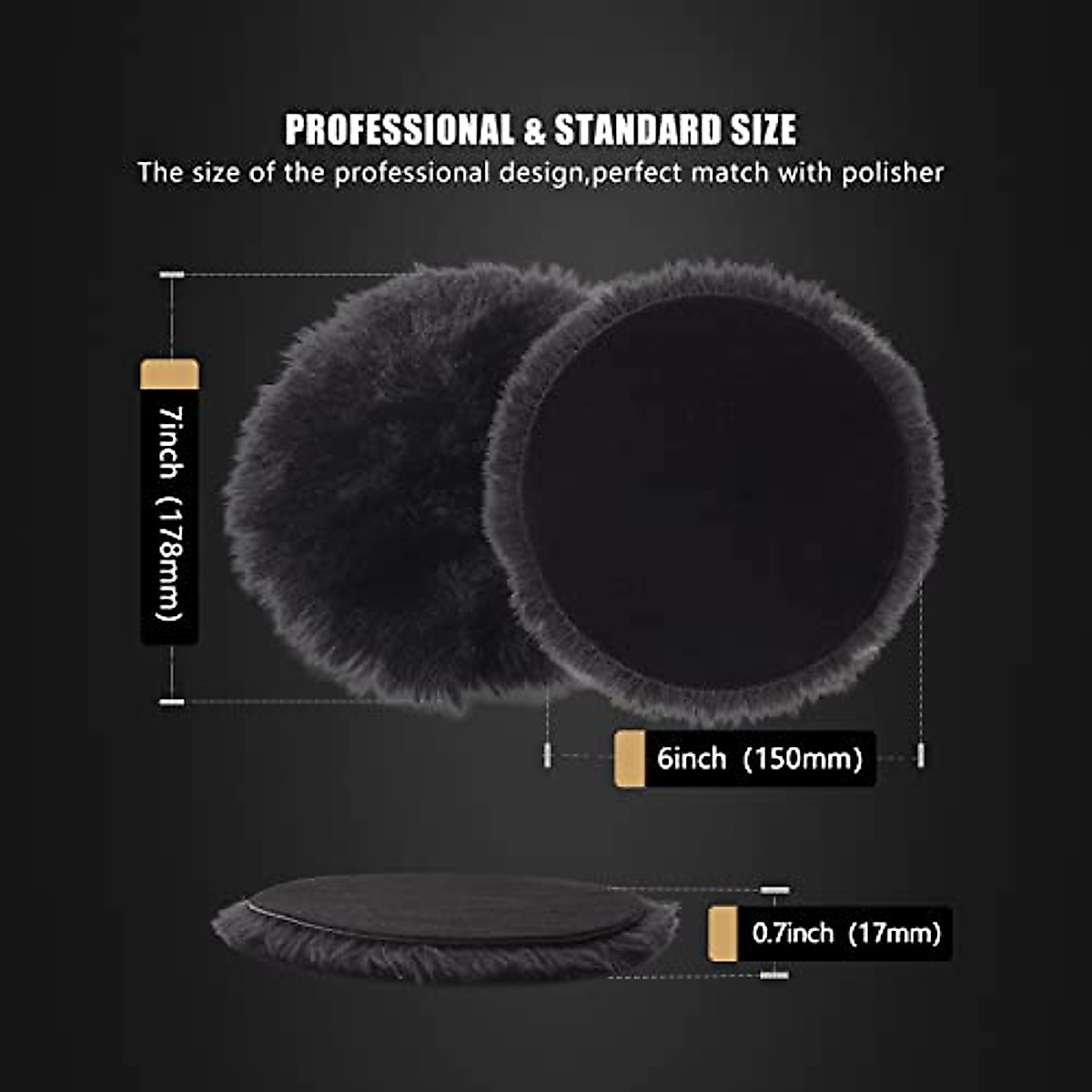 Wool Polishing Buffing Pad, SPTA 6 Pcs 6 Inch 150mm Polishing Buffing Wheel for Drill Buffer Attachment with 5/8"-11 Drill Adapter Compound Cutting & Polishing for Car Polisher