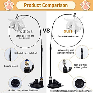 Jetczo Cat Feather Toys, Interactive Cat Wand Toys with Super Suction Cup Detachable 5 PCS Feather Replacements with Bell, 2 Teaser Wand Cat Spring Feather Toys for Indoor Cats Kitten Exercise (Set 3)
