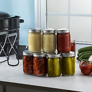 Glass Regular Mouth Mason Jars, 12 Ounce Glass Jars with Silver Metal Airtight Lids for Meal Prep, Food Storage, Canning, Drinking, for Overnight Oats, Jelly, Dry Food, Salads, Yogurt (4 Pack)