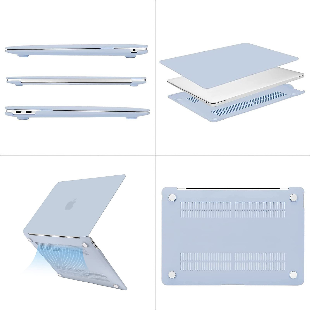MOSISO Compatible with MacBook Air 13 inch Case 2022, 2021-2018 Release A2337 M1 A2179 A1932, Plastic Hard Shell&Keyboard Cover&Screen Film&Storage Bag for MacBook Air 13.3 inch Case, Baby Blue