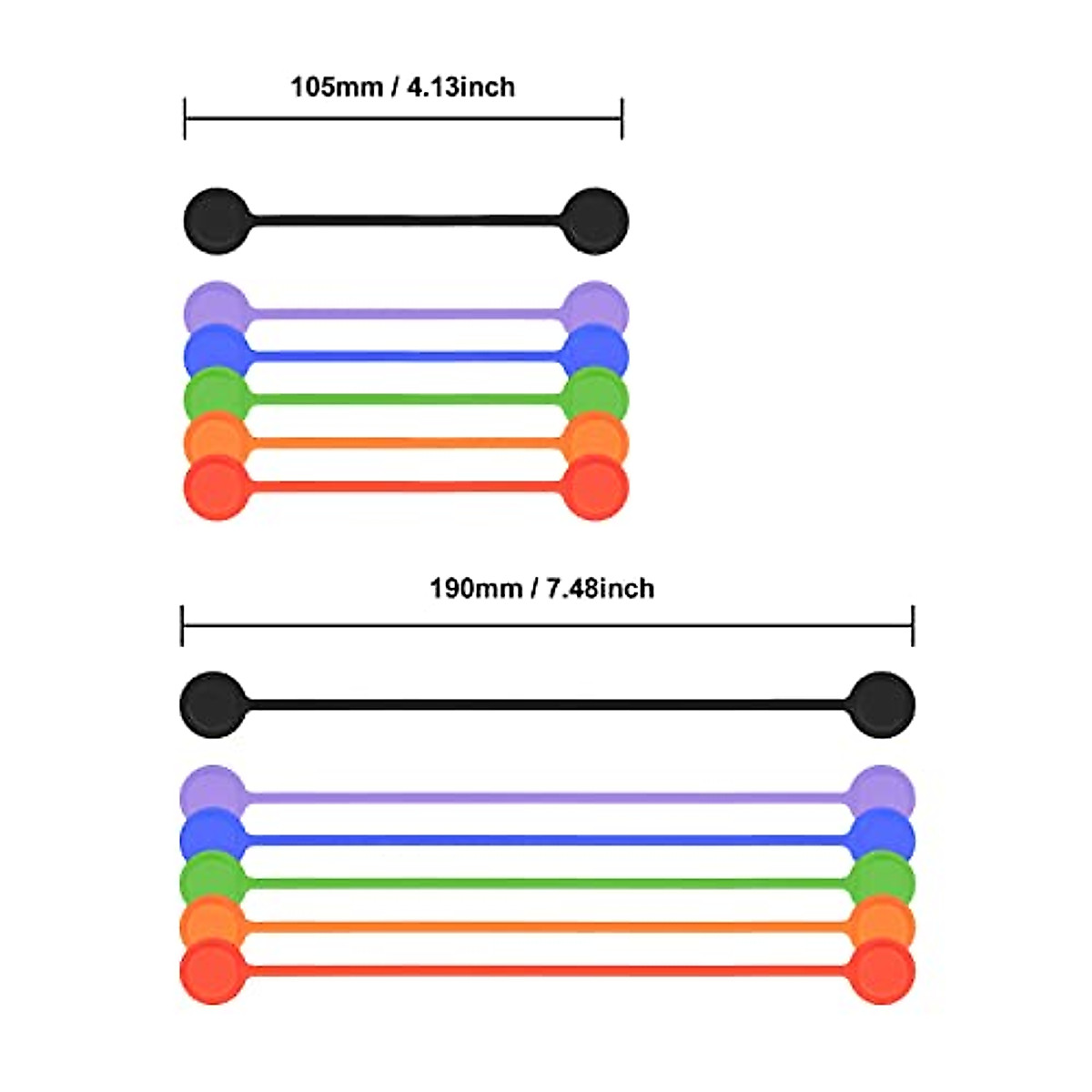 Magnetic Cable Ties,Snap on Magnetic Cord Ties, Reusable Silicone Twist Ties for Bundling and Organizing Cable & Cord.Holding Stuff, Fridge Magnets. Can Be Used in Many Ways (6 Colors - 12 Pack)