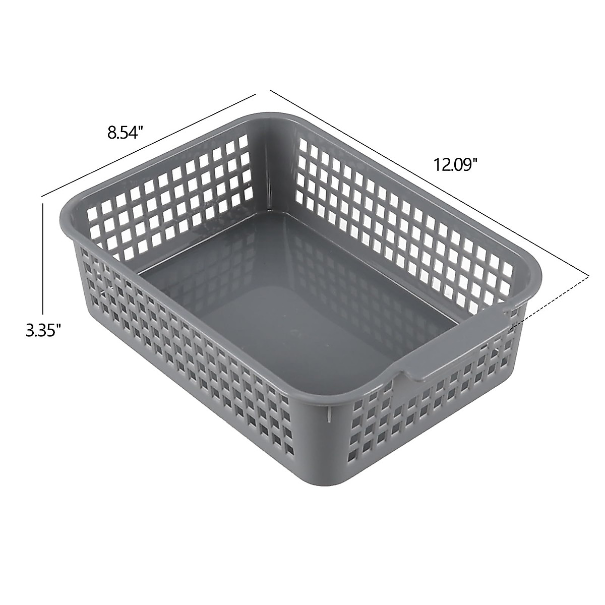 Melontray Set of 6 Plastic Storage Baskets Tray, Gray Plastic Mesh Basket for Shelves