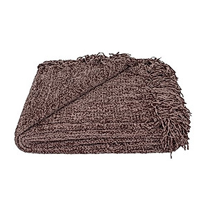 Internet’s Best Thick Chenille Throw Blankets - Ultra Soft Couch Blanket with Fringe - Light Weight Sofa Throw - 100% Microfiber Polyester - Easy Travel - Bed (Brown)
