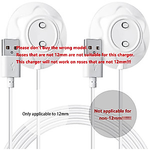 Only-12mm Standing Magnetic Adapter, Replacement Rose Charger, Fast Charging USB Cable Replacement Base Dock Station for Rose, 2pack
