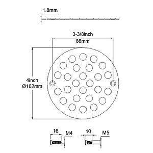 Holge Round 4 Inch Screw-in Floor Drain Cover Replacement Shower Drainer Grate with Screws (Matte Black)