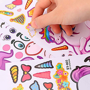 Mocossmy Make a Face Stickers Sheets,24 Sheets Make Your Own Animal Face Mix and Match Stickers,DIY Stickers for Kids Art Crafts School Family Rewards Birthday Gifts Party Favor Supplies Games