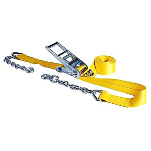 KEEPER - 3" x 30' Heavy Duty Ratchet Tie-Down with Chain End and Grab Hook - 5,000 lbs. Working Load Limit and 15,000 lbs. Break Strength