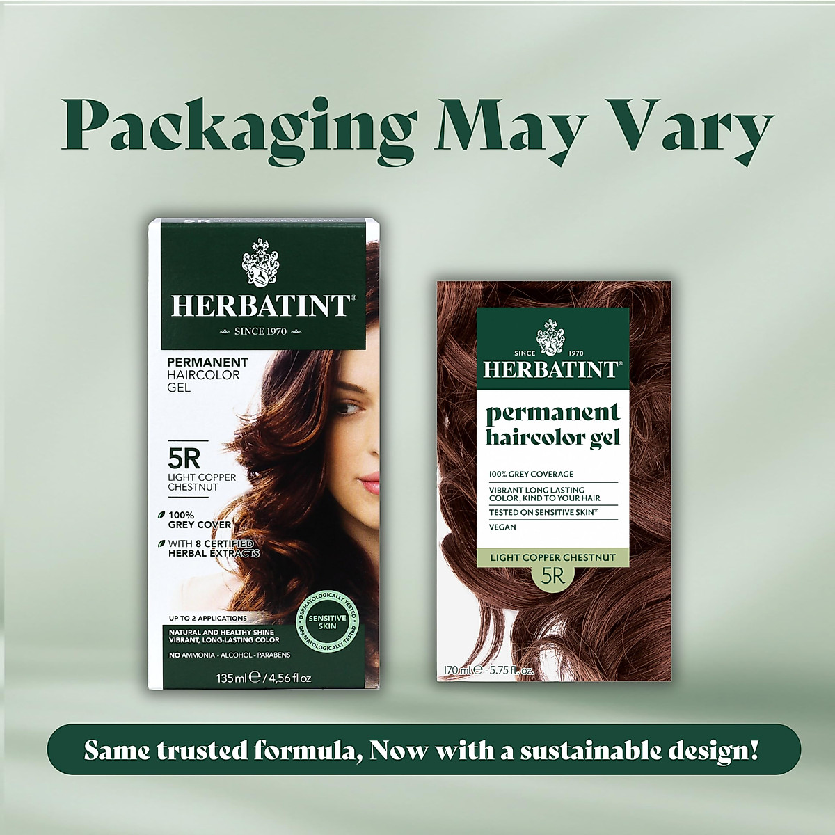 Herbatint Permanent Hair Dye For Women - 5R Light Copper Chestnut - For Up To 100% Gray Coverage of Resistant Gray Hair - Ammonia-Free, Alcohol-Free & Vegan - Salon Influenced Hair Color 5.75 fl oz