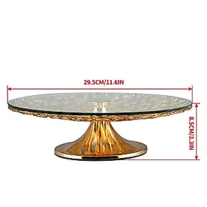 MDLUU Glass Cake Stand 11.6 inch, Cake Platter Pedestal, Dessert Server Display for Wedding, Party, Birthday(Metal Branches Pattern)
