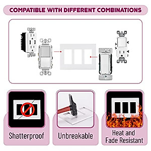 Bates- Screwless Decorator Wall Plates, Three Gang Switch Plate Covers, 3 Pack, Screwless Wall Plates 3 Gang, White Switch Plate Covers, Switch Cover Plate, Wall Switch Cover, Electrical Outlet Cover