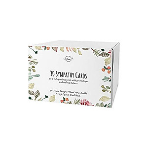 Dessie Unique Sympathy Cards With Greetings Inside, Envelopes and Matching Sealing Stickers. Includes Sturdy Storage Box, 30 Large Cards