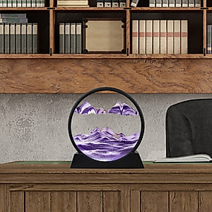 Dynamic Sand Art, Moving Sand Art with 3D Deep Sea Sandscape, Relaxing Sand Painting for Kids & Adluts in Desktop Home Office (Purple 7")