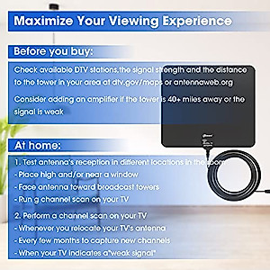 Chaowei Indoor Amplified Digital HDTV Antenna with External Signal Amplified Booster-Leaf TV Antenna 120 Miles Range-16.5feet Long Coaxial Cable