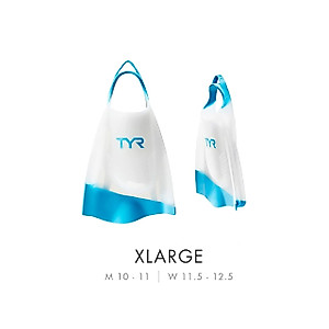 TYR Hydroblade Swim Training Fins, Clear, Large