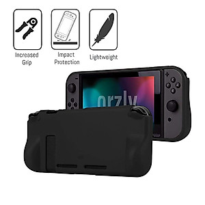 Switch Accessories Bundle - Orzly Essentials Pack for Nintendo switch Case & Screen Protector, Grip Case, Games Holder, Headphones - Classic Black Edition