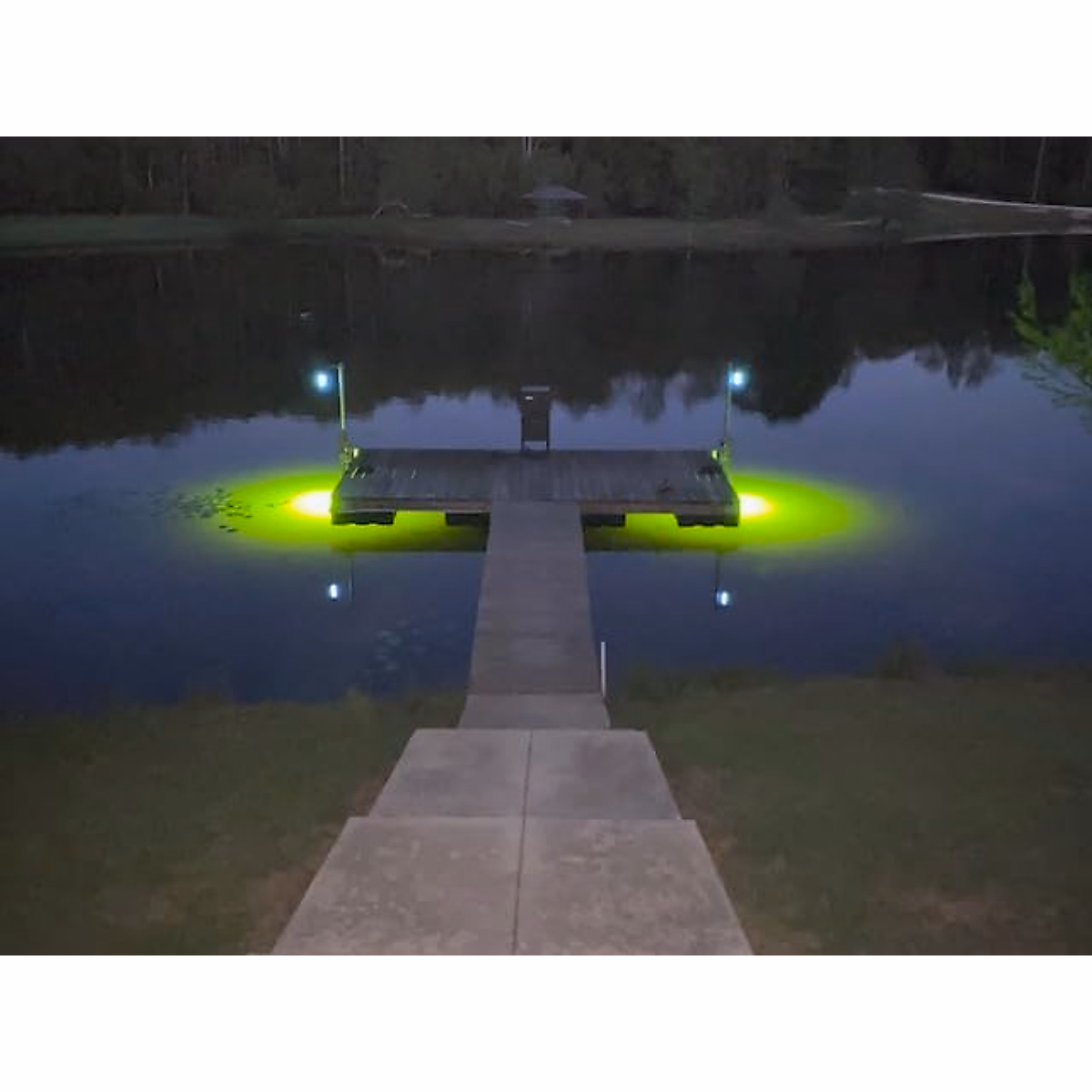 Saltwater Approved & Barnacle Burning Bulbs, Double Lamp Bright Green Underwater Fishing Light Kit, Dock & Fish Lights with 50' Cords (7,900 Lumens Each Bulb)
