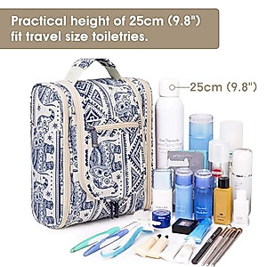 Narwey Small Hanging Toiletry Bag Women Travel Makeup Bag Organizer Toiletries Bag for Travel Size Essentials Accessories Cosmetics (Medium, Elephant)