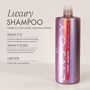 ENJOY Sulfate-Free Luxury Shampoo (33.8 OZ) Strengthening, Volumizing Shampoo for All Hair Types